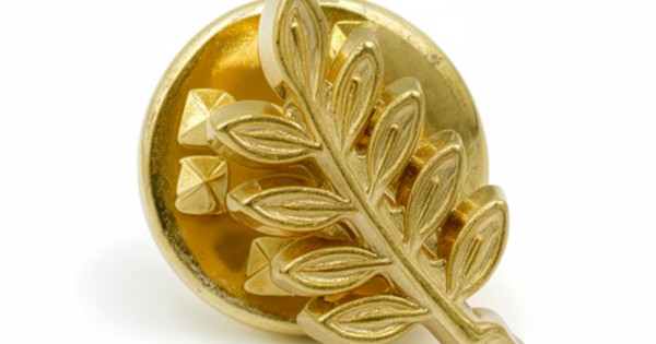 Gilt Metal Acacia Leaf Masonic Lapel Pin