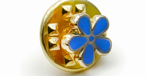 Gilt Metal Forget Me Not Masonic Lapel Pin (or Badge)